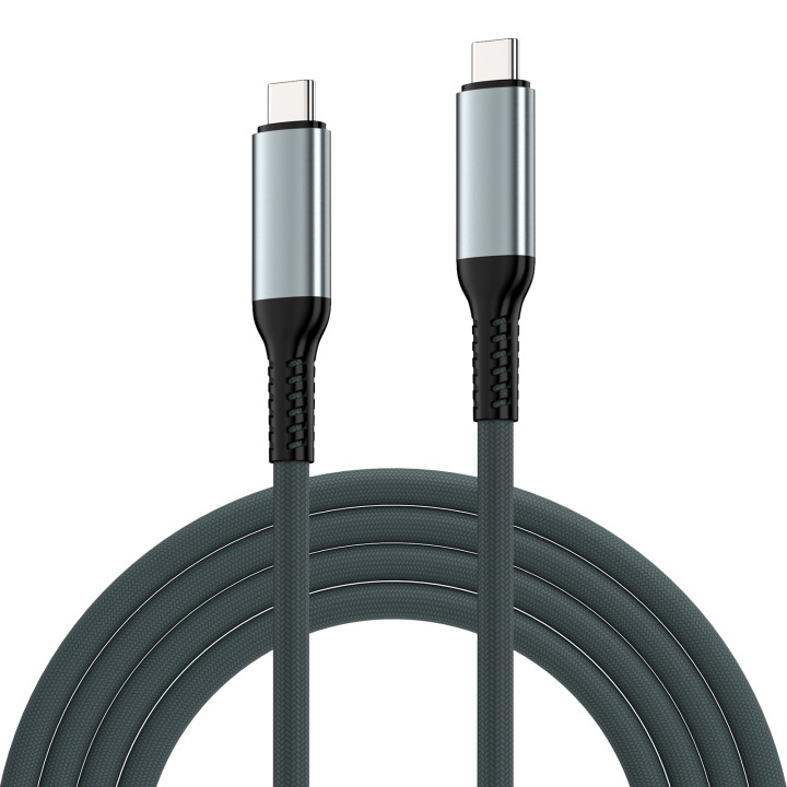 USB 4 Gen3 Type-C cable, Power, Data & Video, Fabric, black&white, 2 m ...