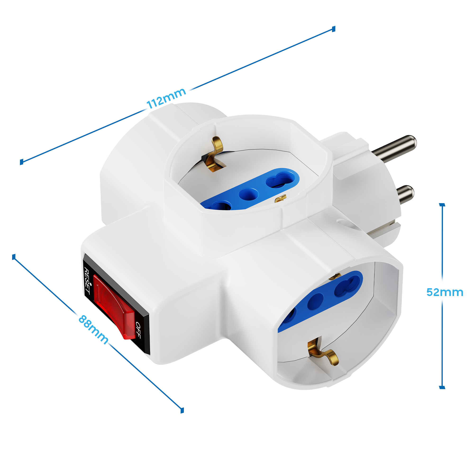Power adapter 3-ways with Schuko Plug 16A | Ewent
