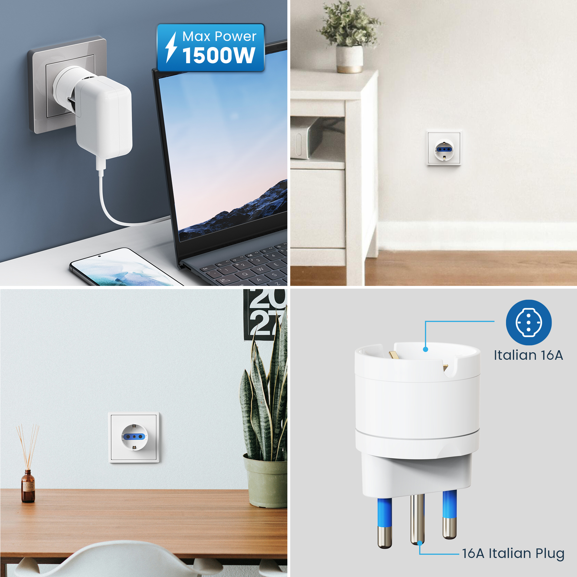 Power adapter 1-way with Italian plug 16A | Ewent Eminent
