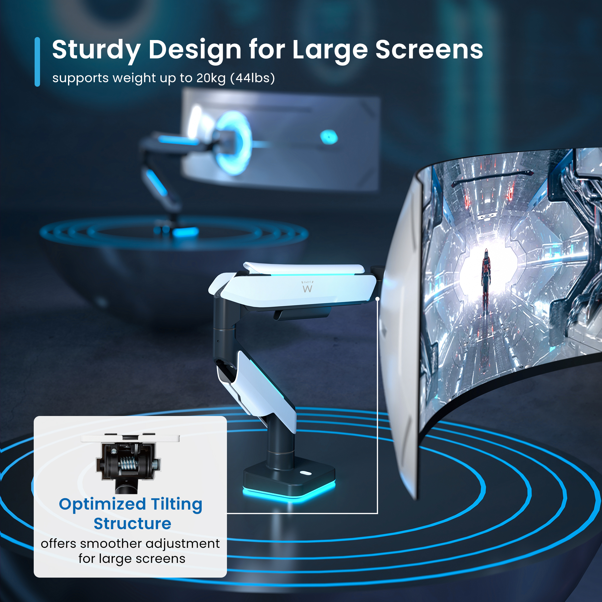 Heavy-Duty Single Monitor Support Arm Desk for Flat/Curved/Ultrawide ...
