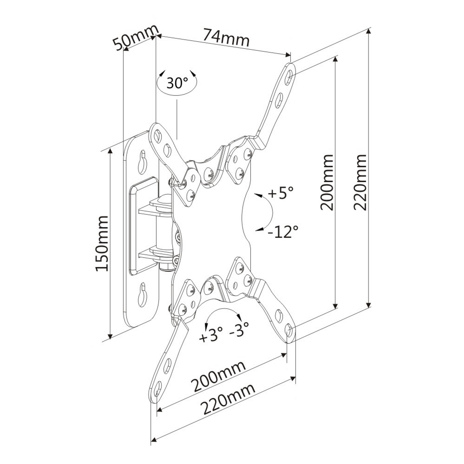 Easy Turn TV Wall Mount M with 1 pivot point | Ewent Eminent