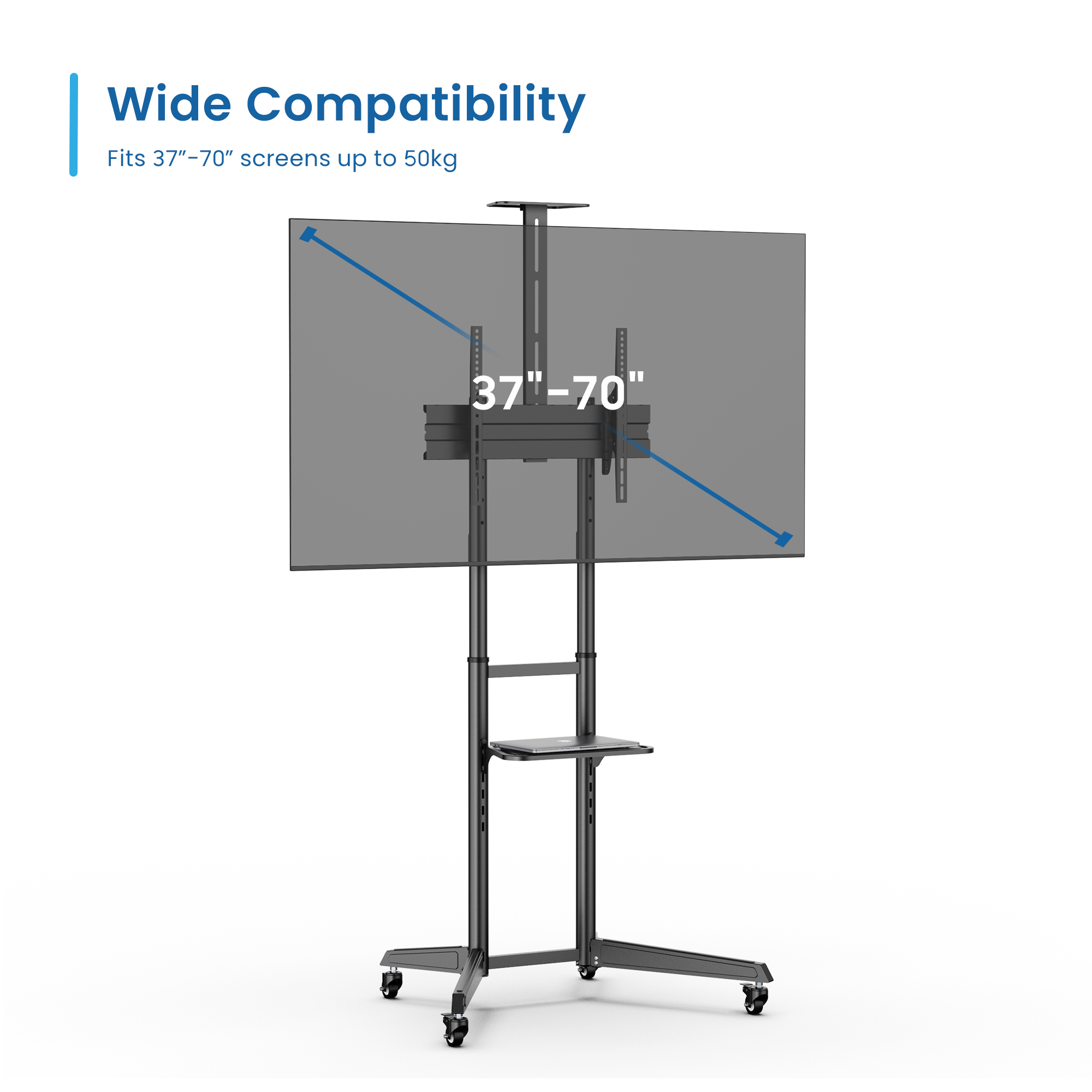 Floor stand for TVs from 37 inch up to 70 inch with camera shelf ...