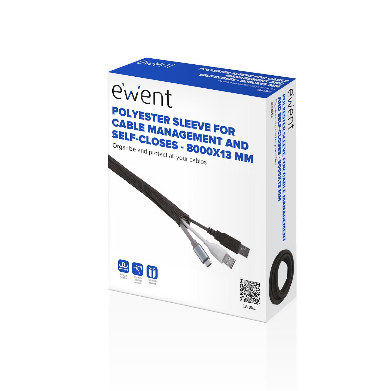 Polyester sleeve for cable management and self-closes - 8000x13 mm ...