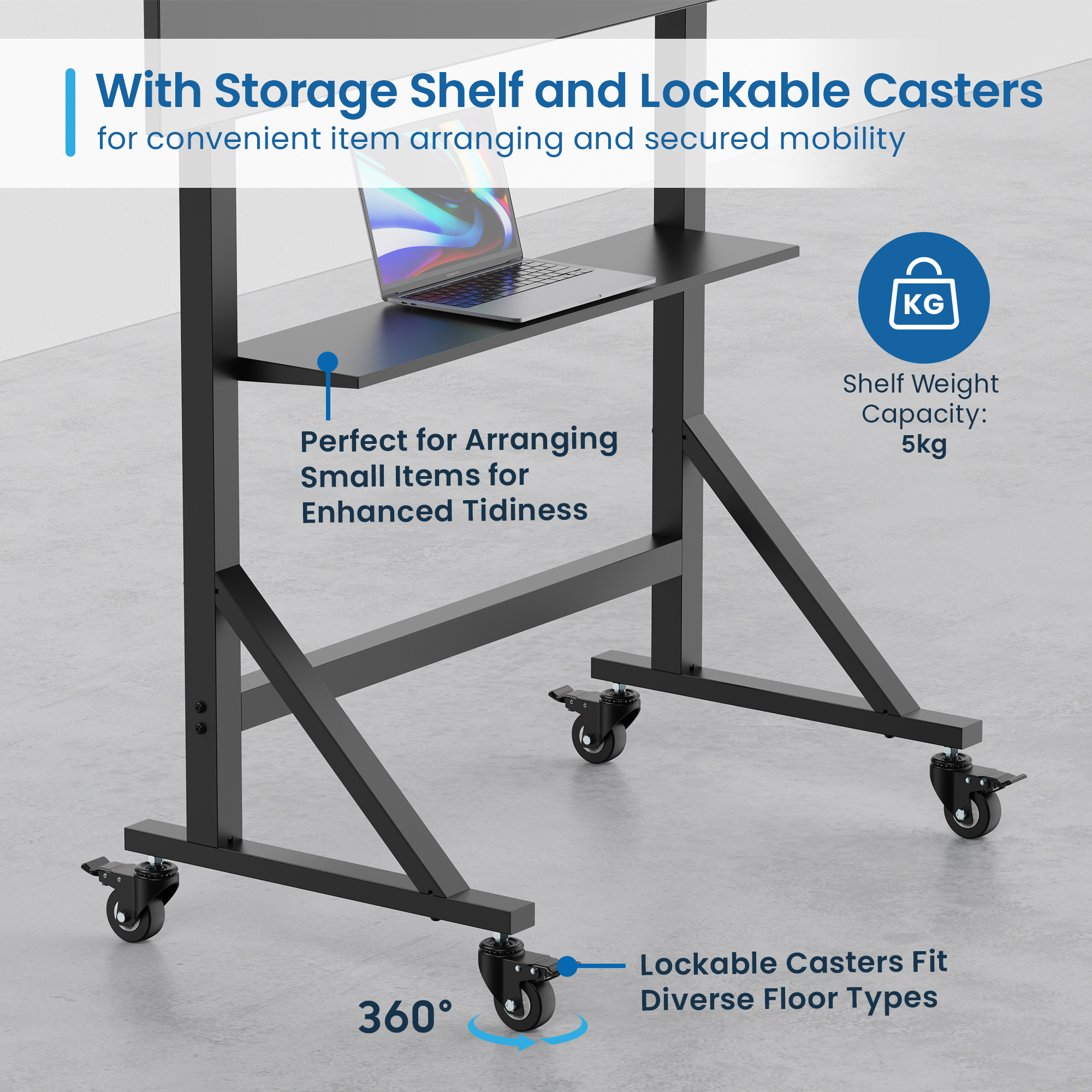 Heavy-Duty Steel TV Floor Stand, 55" to 100", with Shelf, Max VESA ...