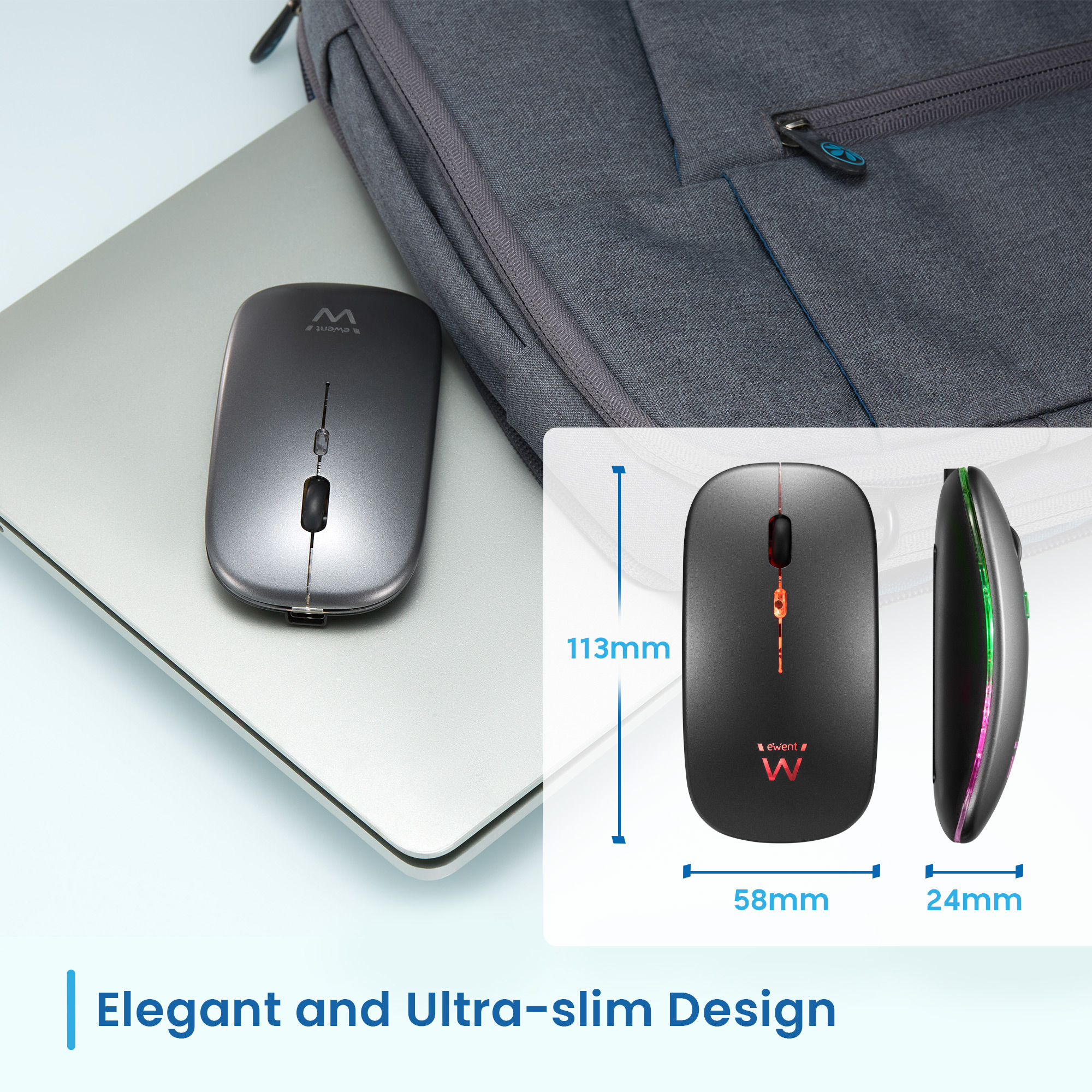 Rechargeable Wireless Mouse Dual Connection, Bluetooth | 2.4Ghz, with ...